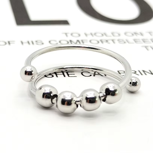 Adjustable Gold/Silver Plated Bead Spinner Ring – Autism Resources ...